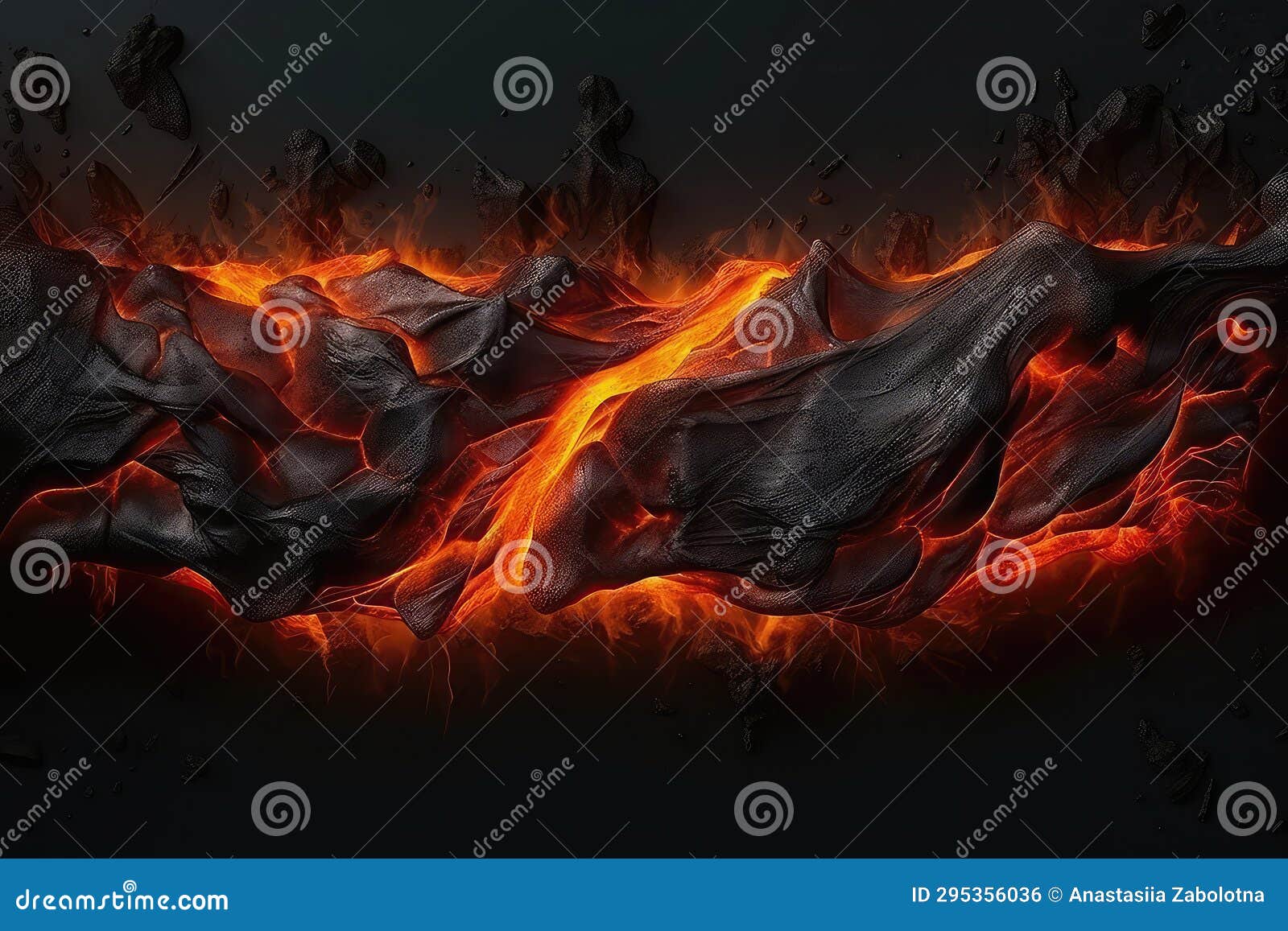 Realistic Texture of Molten Magma Flame on Black Ash Stock Illustration ...