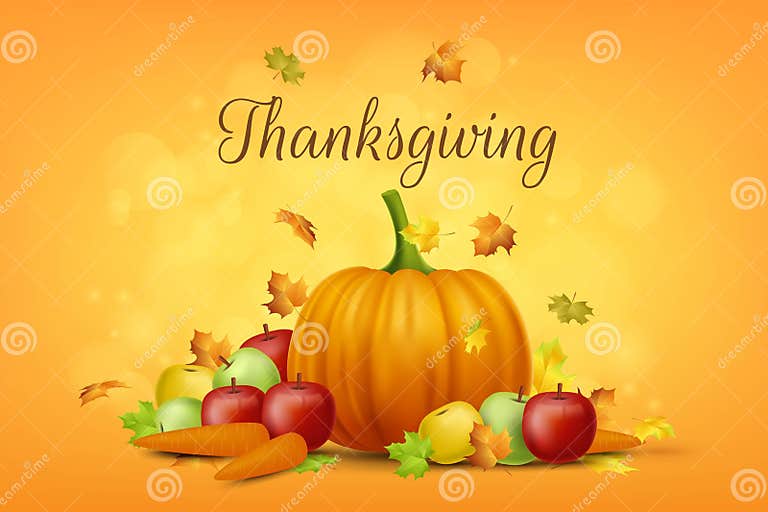 Realistic Thanksgiving Background Vector Design Stock Illustration ...