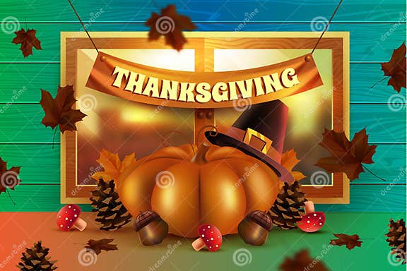 Realistic Thanksgiving Background Vector Design Illustration Stock ...