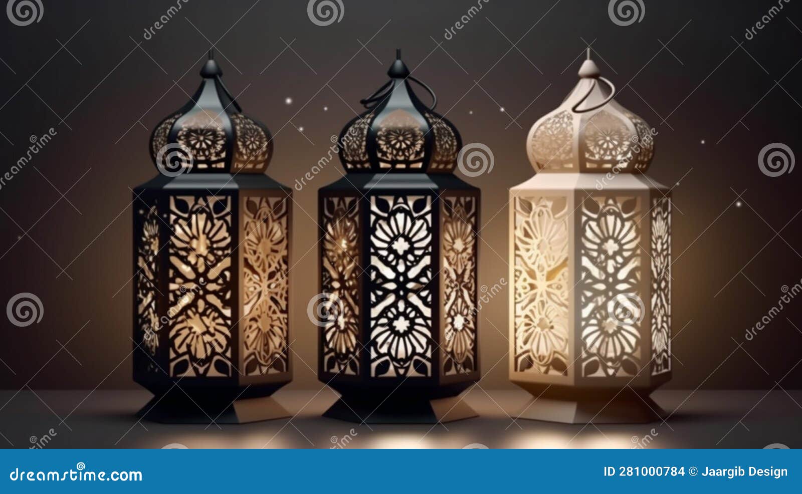Realistic Three Dimensional Decorative Arabic Lantern Stock ...