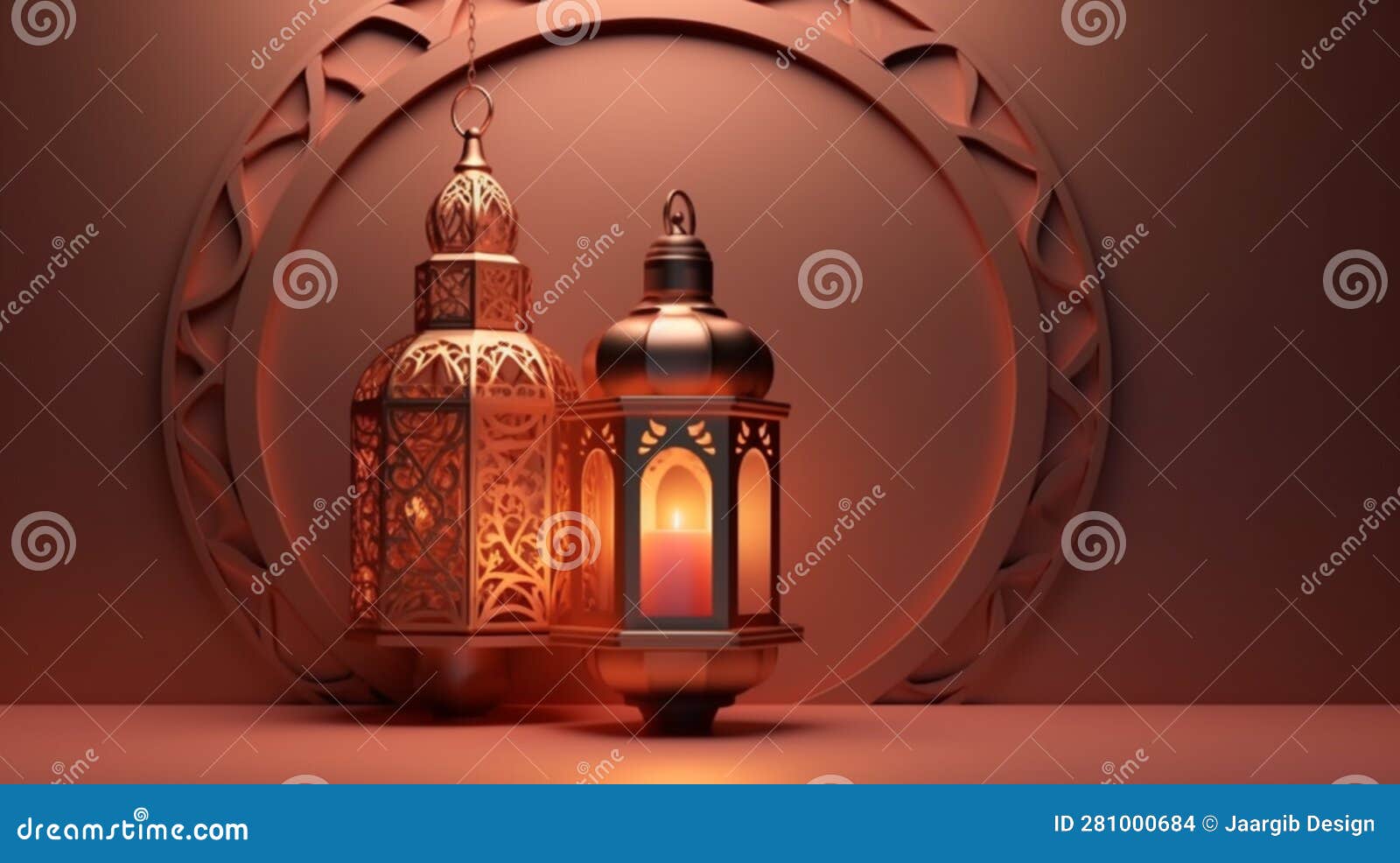 Realistic Three Dimensional Decorative Arabic Lantern Stock ...