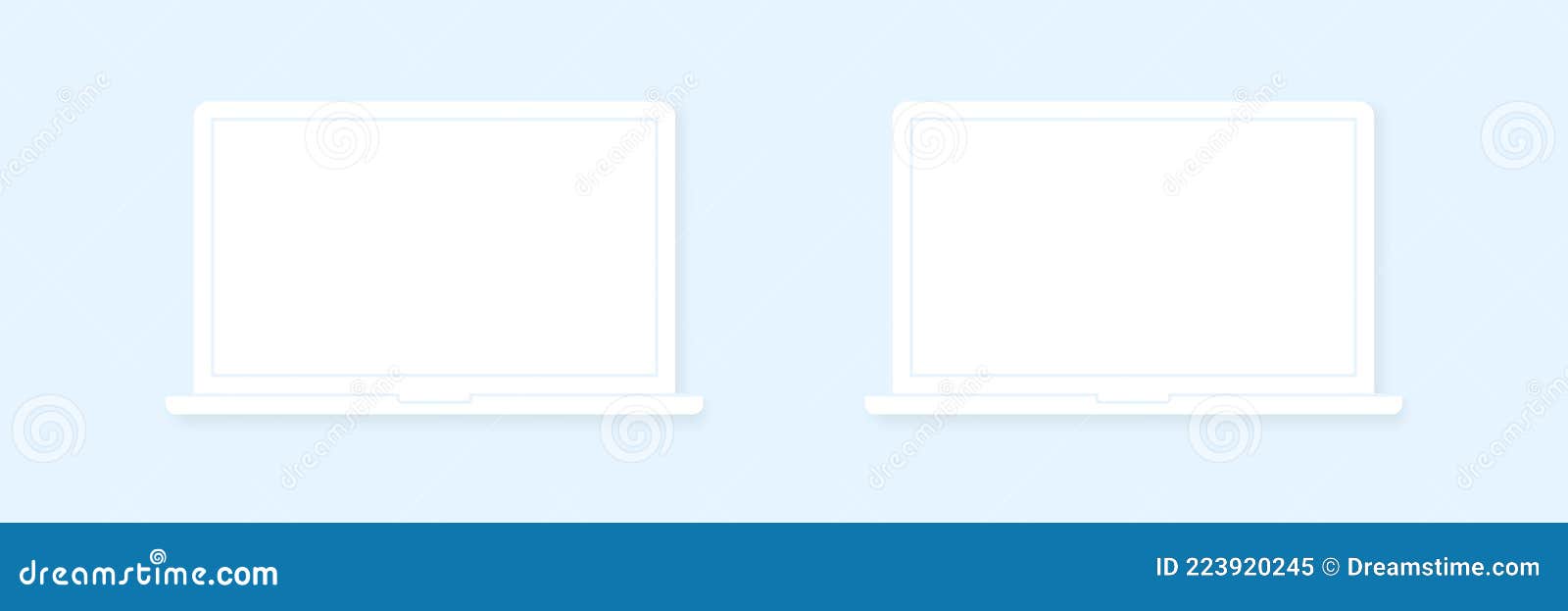 Realistic Three Laptops Vector Mockup. Trendy Laptops Template with ...