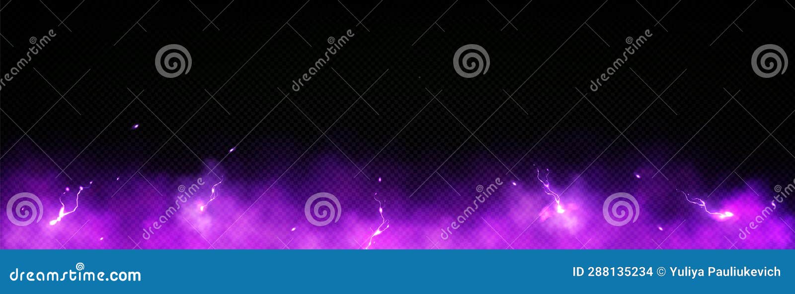 Realistic Thunder Light and Purple Smoke Cloud Stock Illustration ...