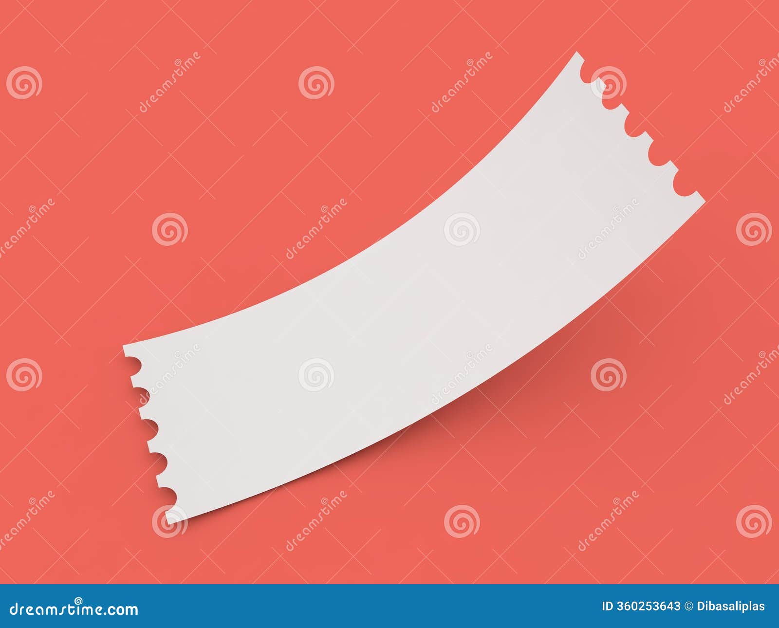 Realistic Ticket Voucher Mockup on Red Background. Stock Illustration ...