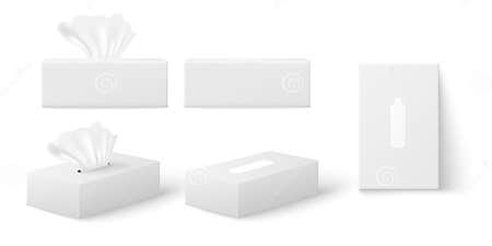 Realistic Tissue Box Mockup Set from Different Angles, 3d Vector ...