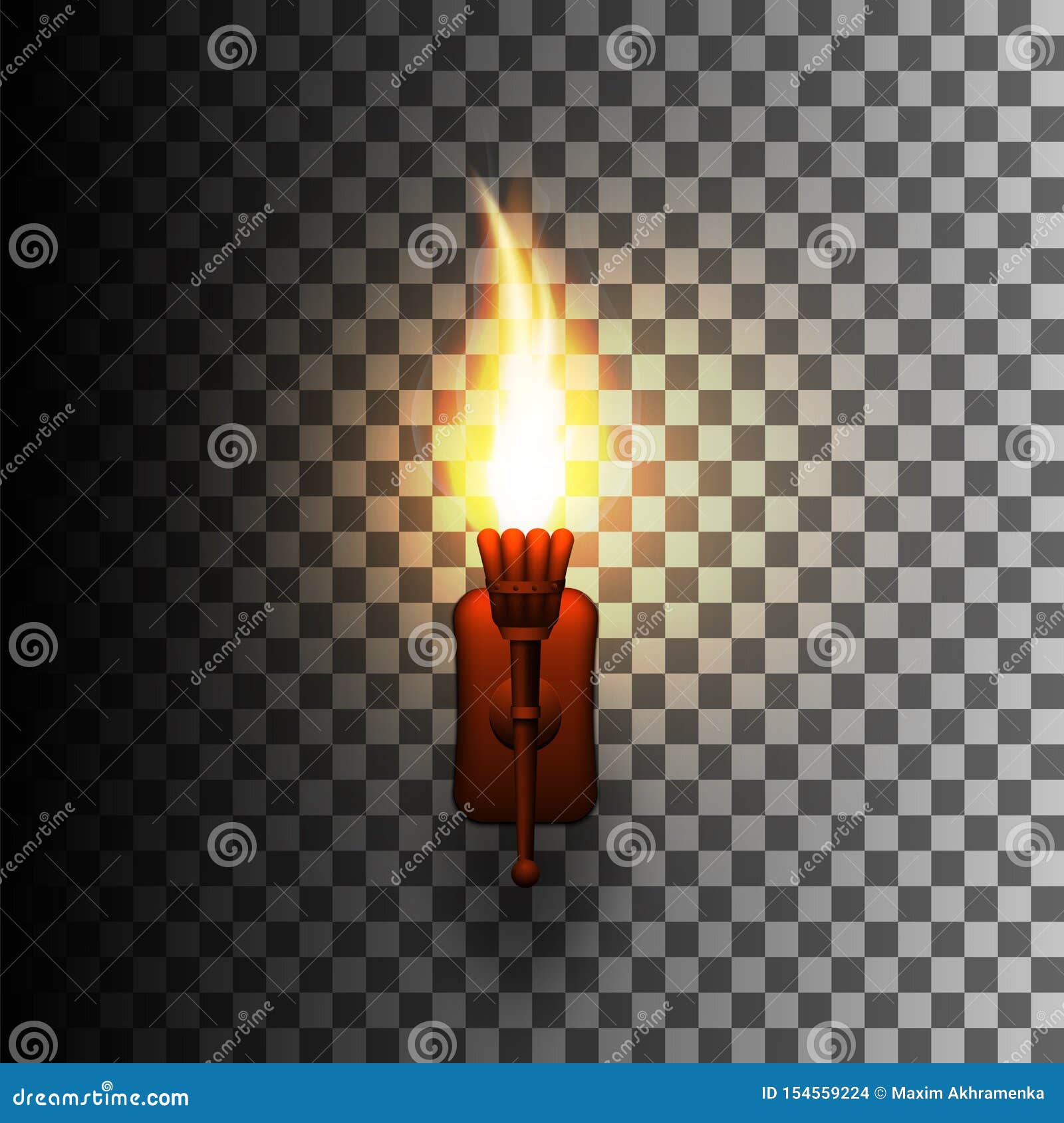 Realistic Torch with Fire on the Wall. Stock Illustration ...