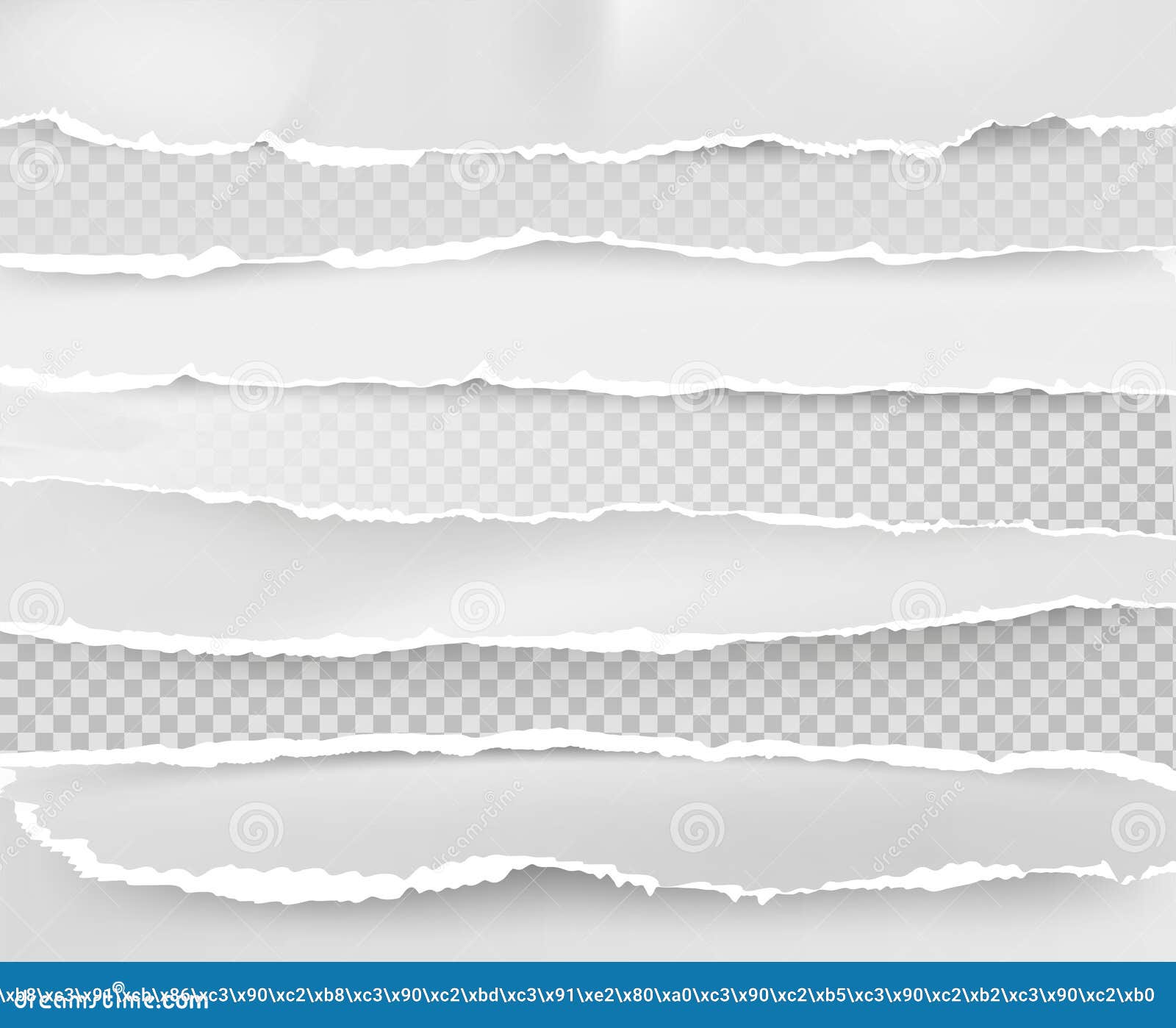 Realistic Torn Edge. White Blank Notepad Sheet Layout with Ripped Edges ...