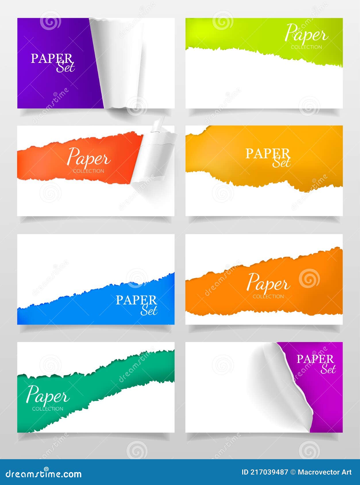 Realistic Torn Paper Banners Stock Vector - Illustration of curl, edge ...