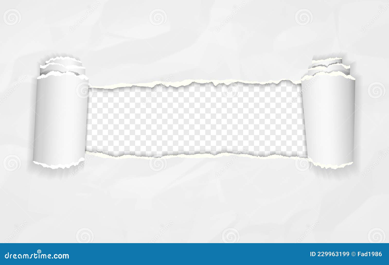 Realistic Torn And Twisted Paper Strip. Torn Paper Edge. Crumpled Paper ...