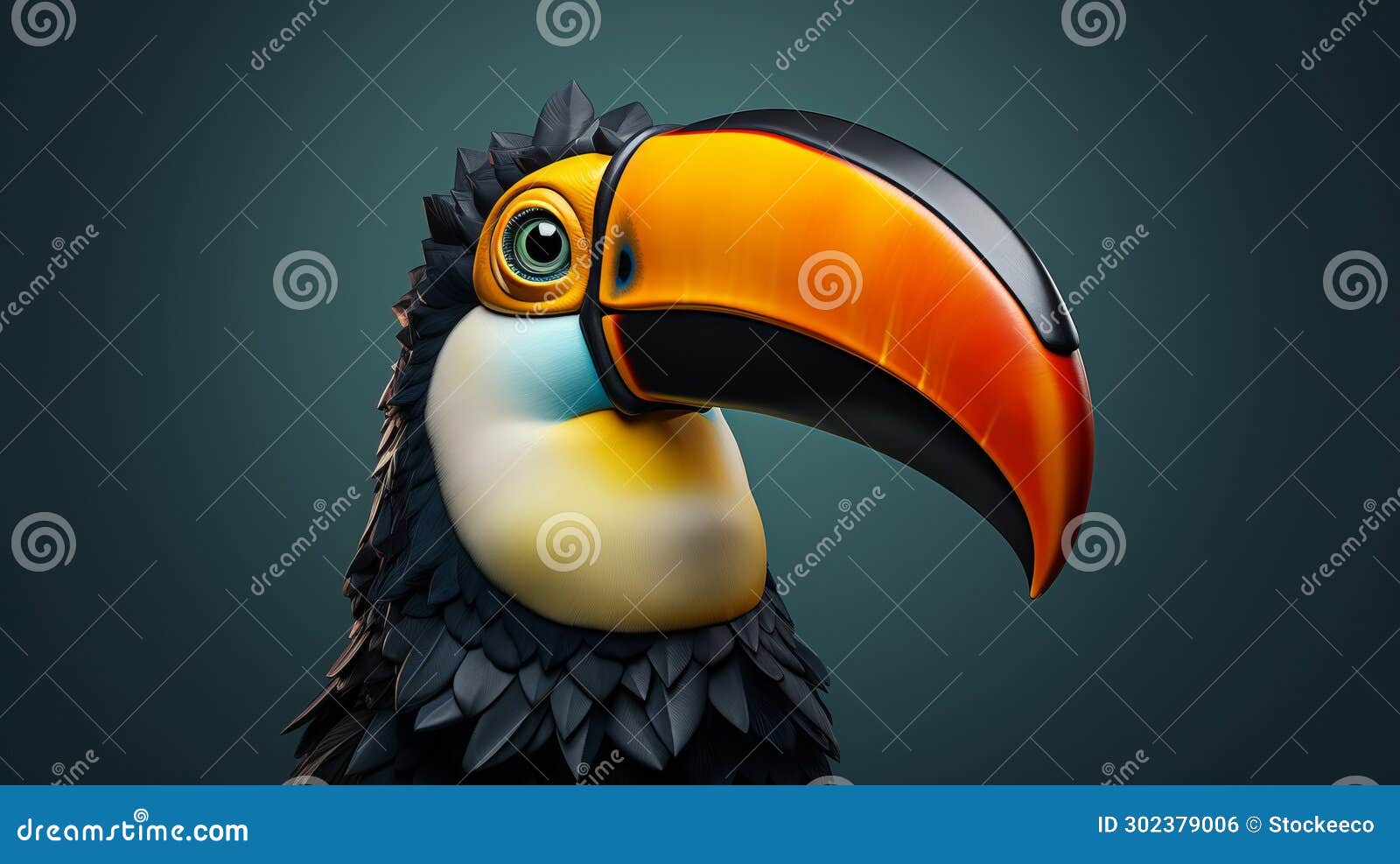 Realistic Toucan 3d Rendering with Tilt Shift Style Stock Illustration ...