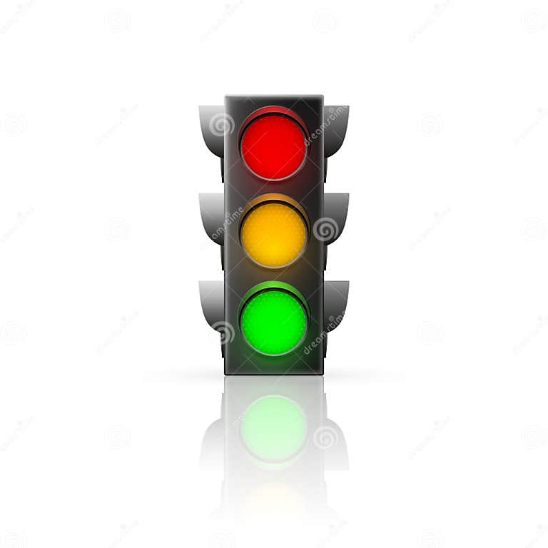 Realistic Traffic Light. Traffic Laws Stock Vector - Illustration of ...