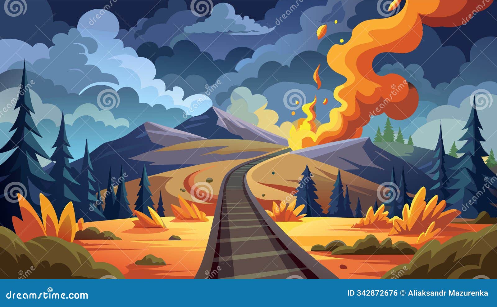 Realistic Trail of Fire Smoke Stock Vector - Illustration of plane ...