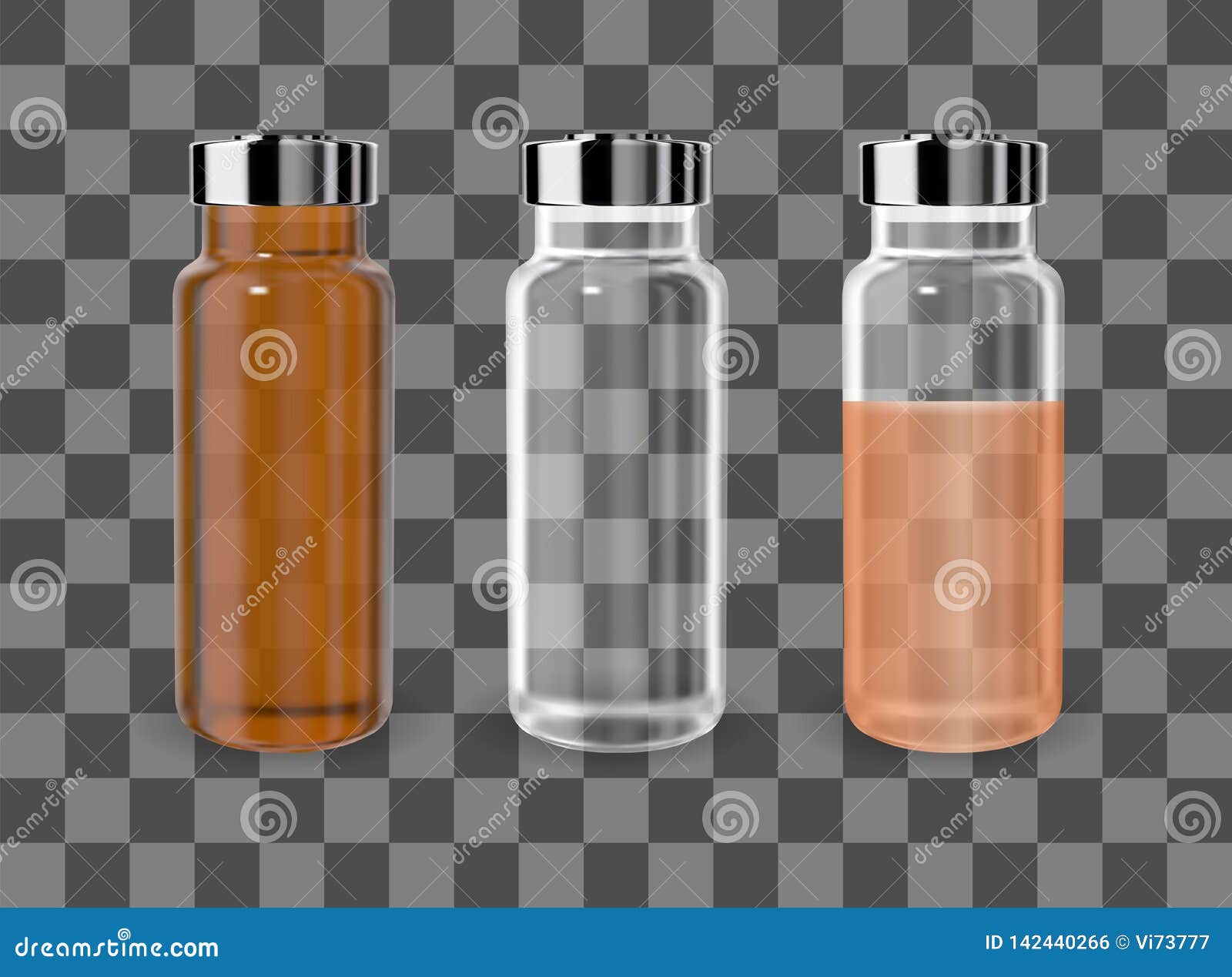Realistic Transparent Brown and White Empty Medicine Vial. Vector ...