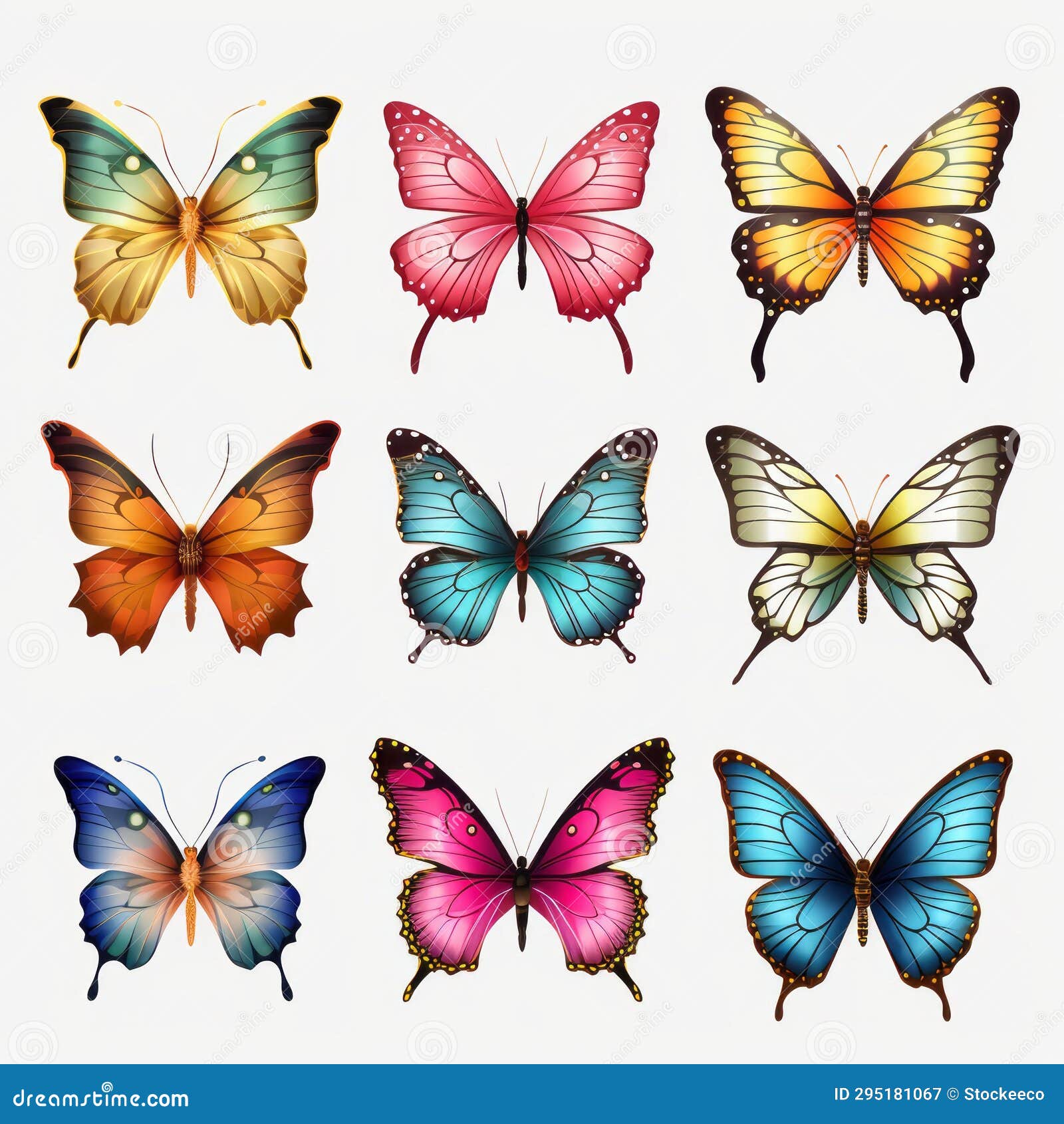 Realistic Transparent Butterfly Images in Nature-based Patterns Stock ...