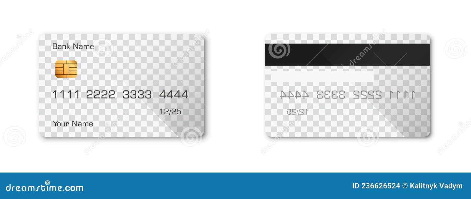 Realistic Transparent Credit Debit Card Mockup Two Sides Stock Vector ...