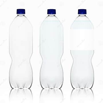 Realistic Transparent Empty Clean Plastic Bottle with Label Placeholder ...