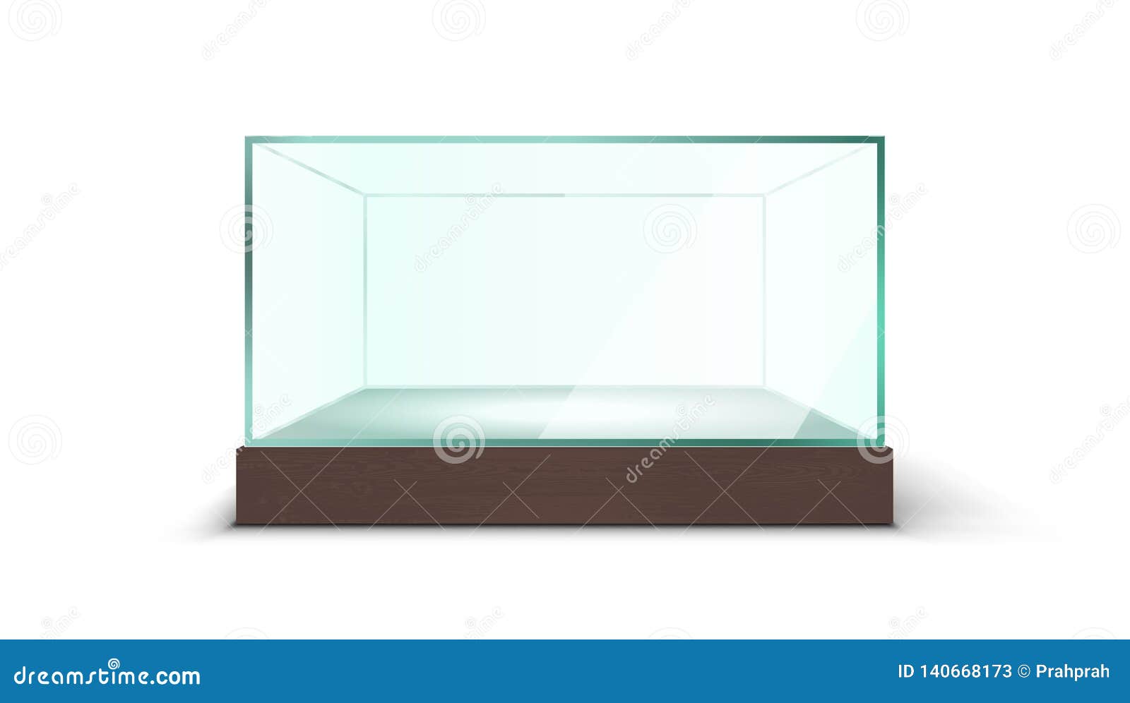Realistic Transparent Empty Glass Box Showcase on White Stock Vector ...