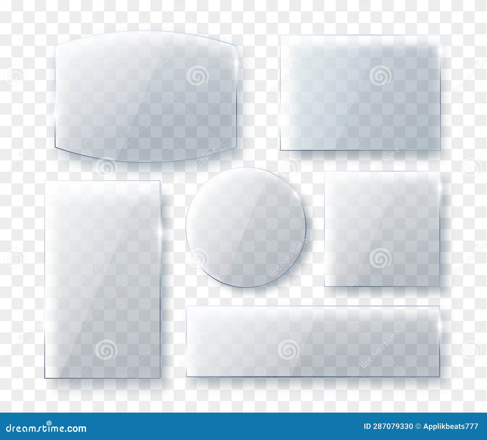Realistic Transparent Glass Plates Set. Different Shapes Glass Plates ...