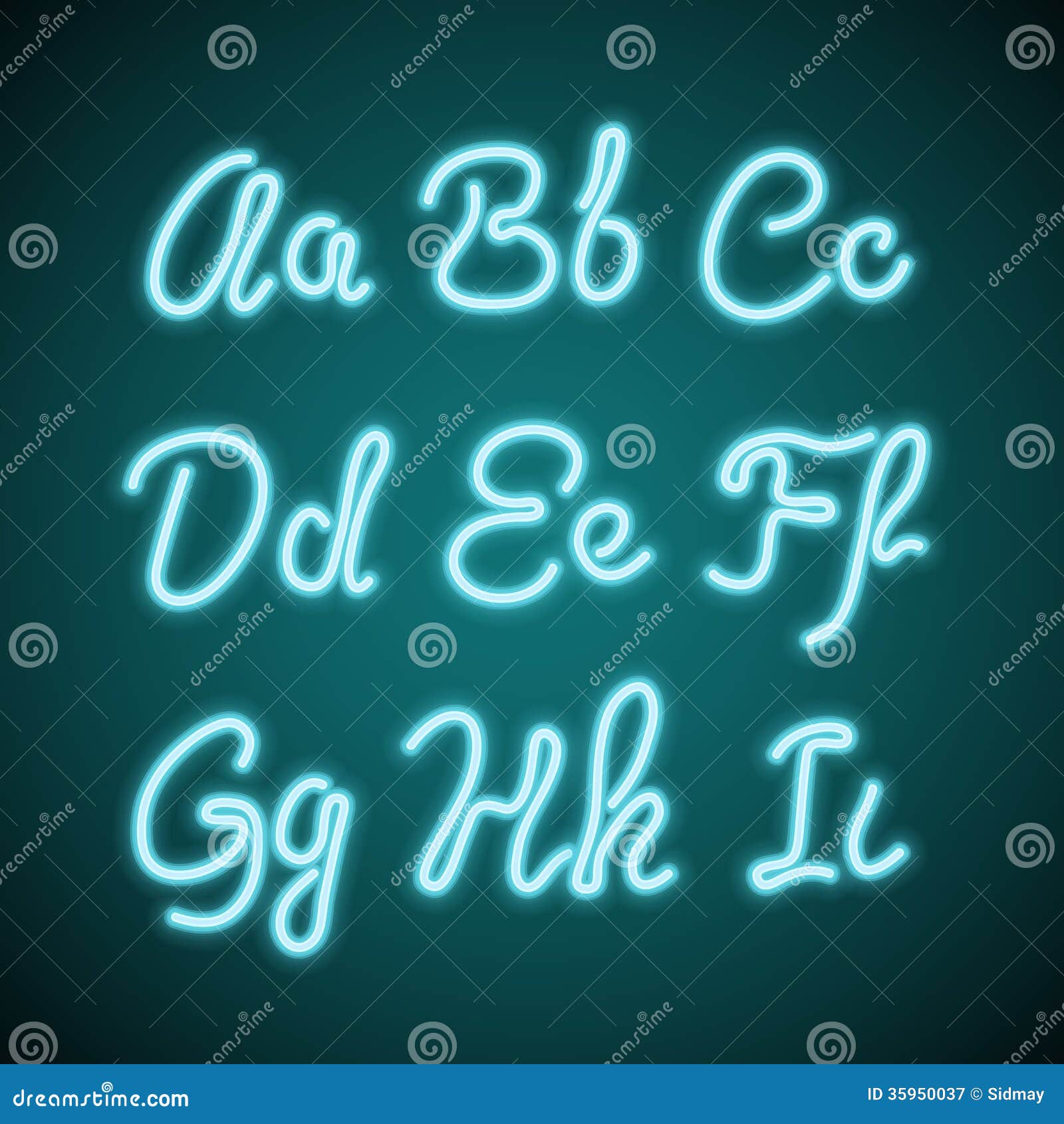 Realistic Transparent Letters of Neon Tubes Stock Vector - Illustration ...