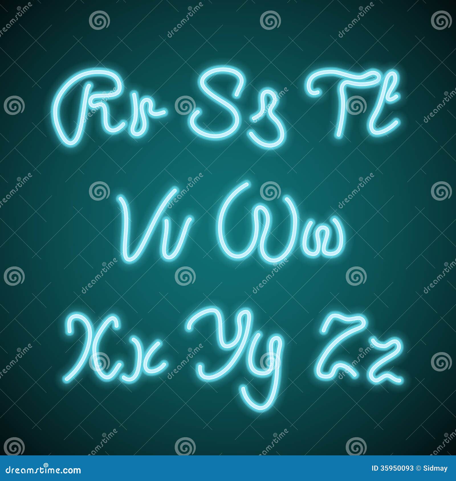 Realistic Transparent Letters of Neon Tubes Stock Vector - Illustration ...