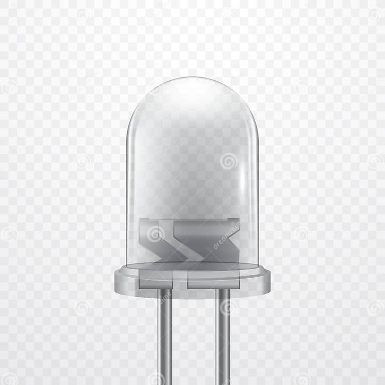 Realistic Transparent Light Emitting Diode, LED Vector Illustration ...