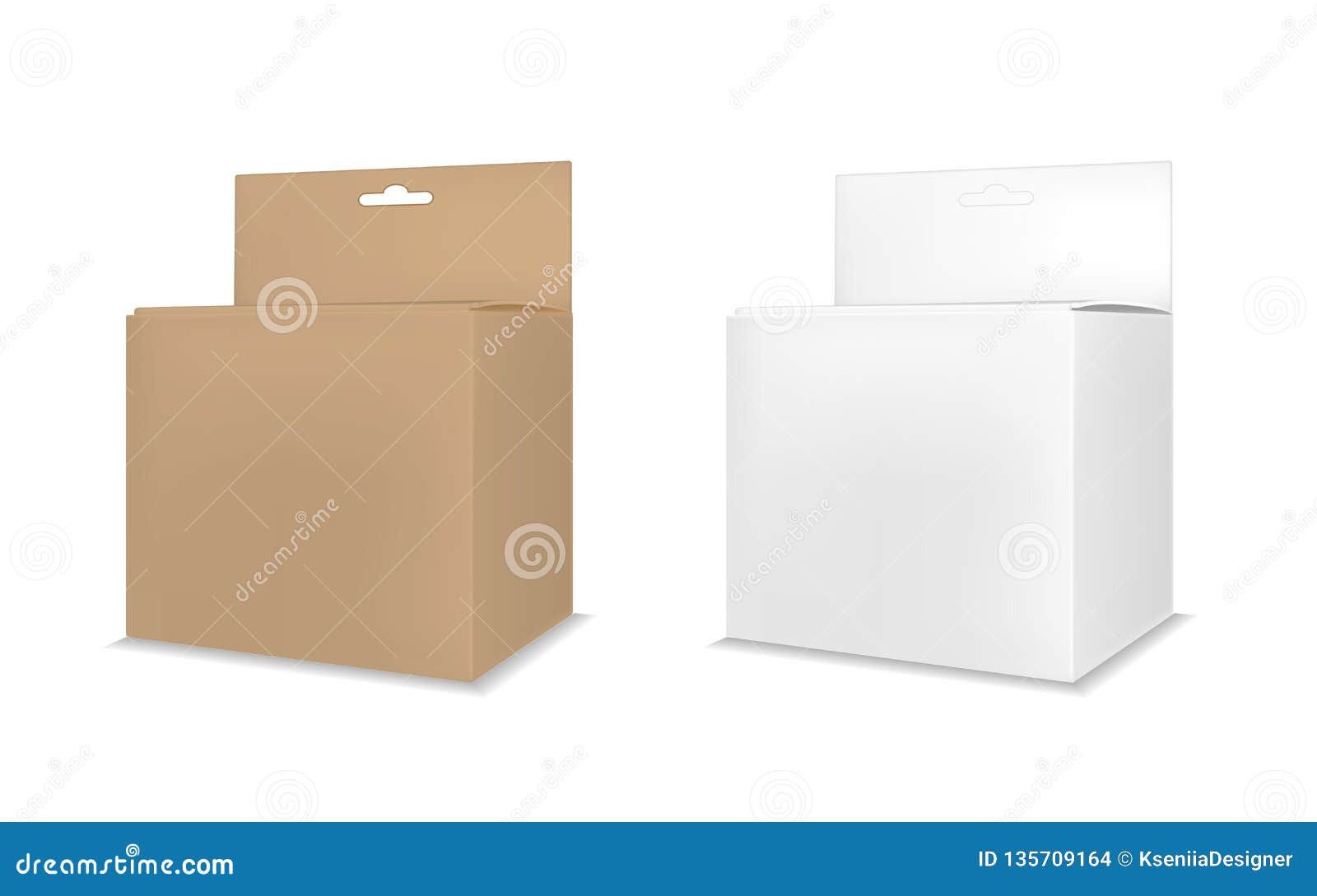Realistic Transparent Paper or Plastic Packaging Box with Hanging Hole ...