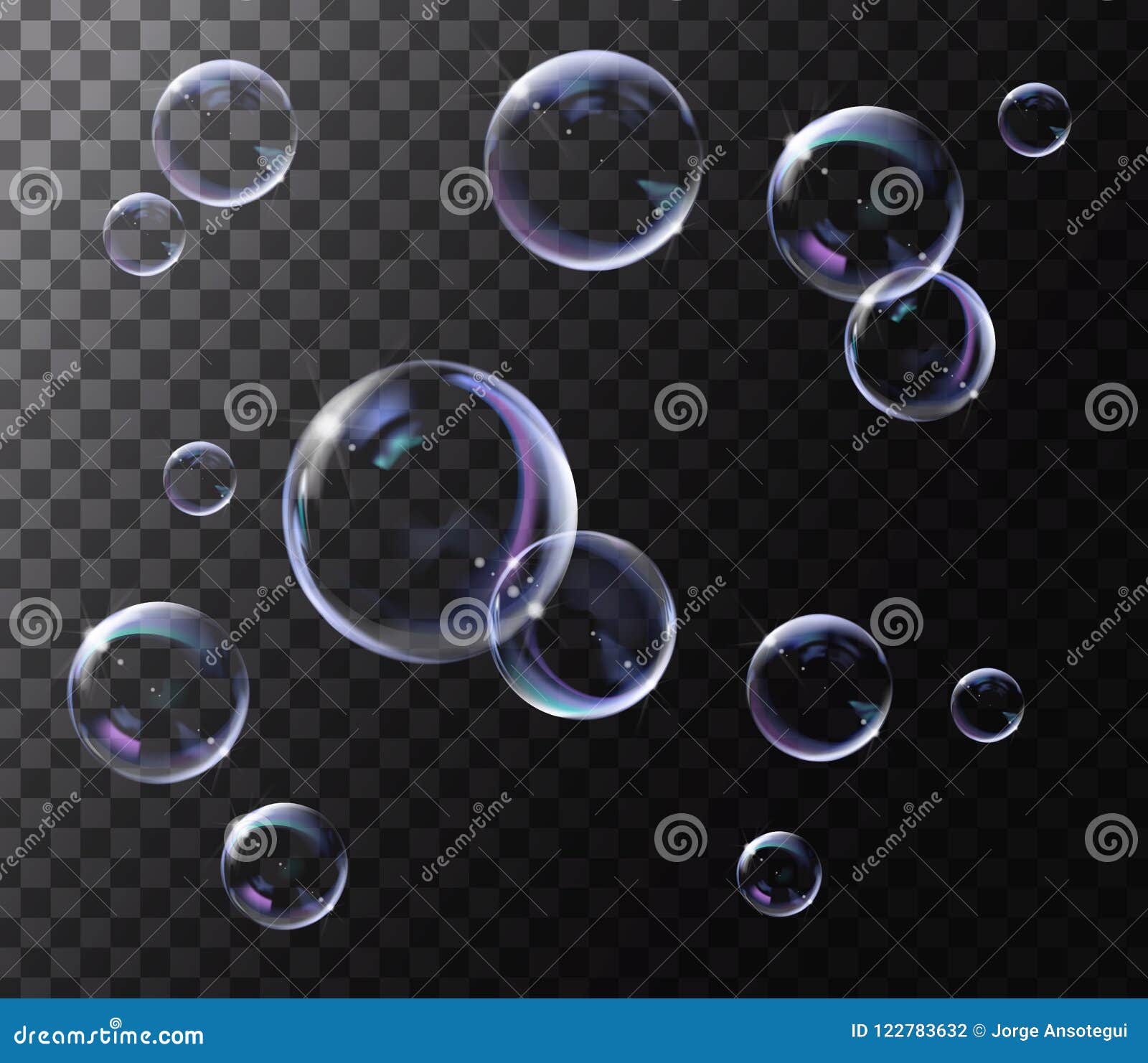 Realistic Transparent Soap Bubbles with Rainbow Reflection. Stock ...