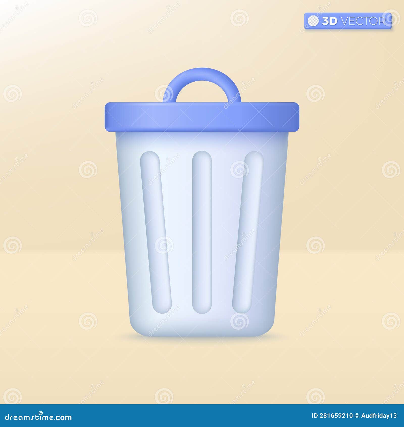 Realistic Trash Bin Icon Symbol. Garbage or Junk, Ecology, Environment ...