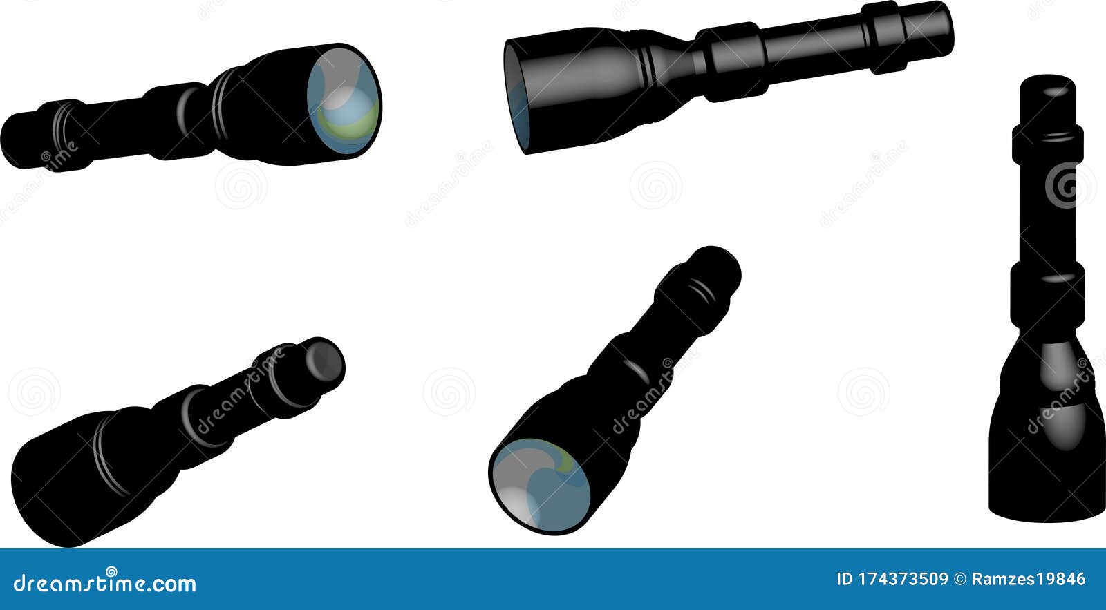 Realistic Travel Flashlight, Multi-colored 3D Illustration on a ... Realistic Travel Flashlight, Multi-colored 3D Illustration on a ...