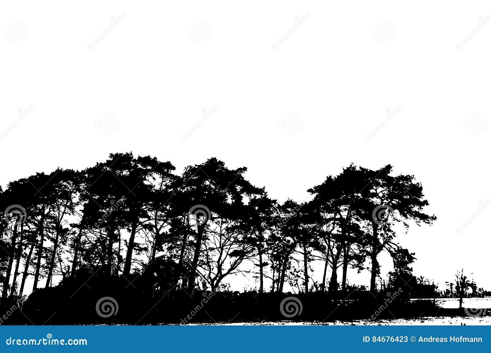 Realistic Tree Silhouette Vector Illustration.Eps10 Stock Illustration ...