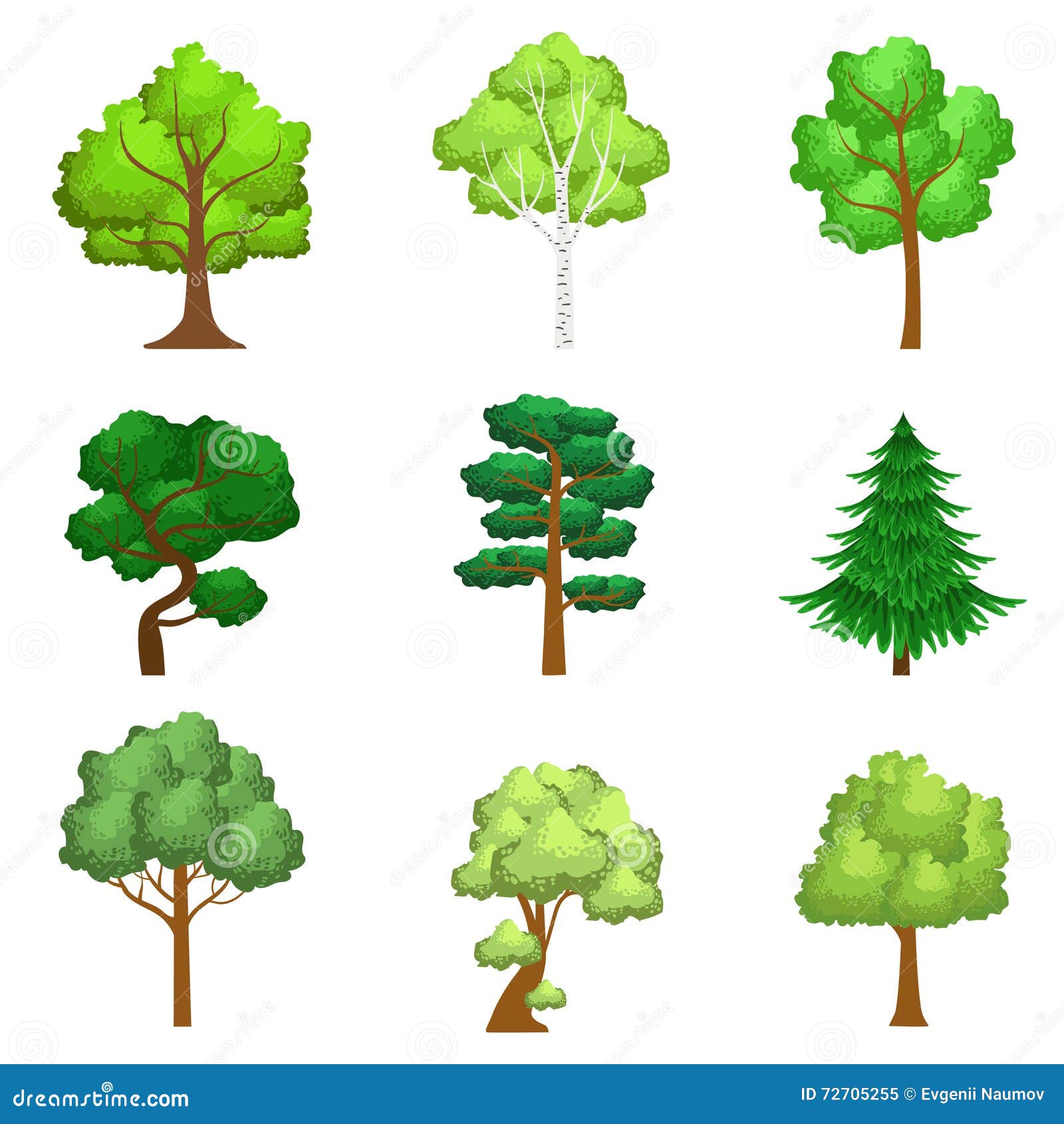 Set Realistic Trees With Patches Of Sunlight Cartoon Vector ...