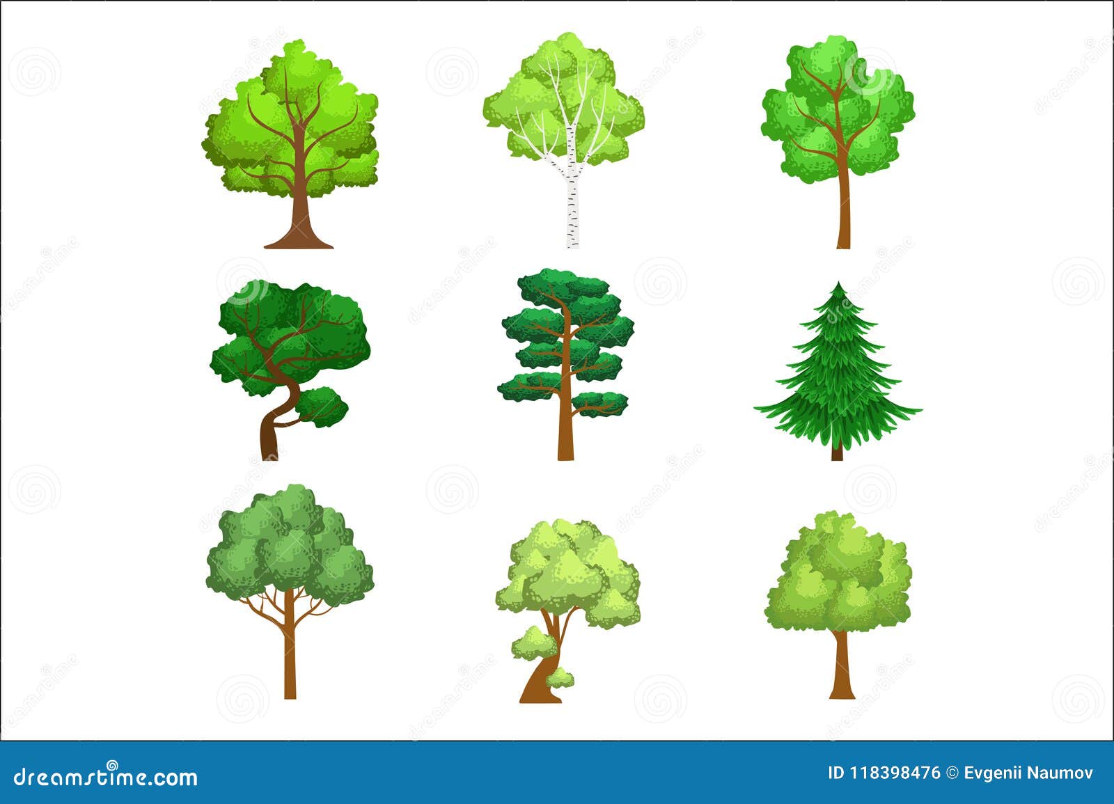 Realistic Trees Set stock vector. Illustration of plant - 118398476