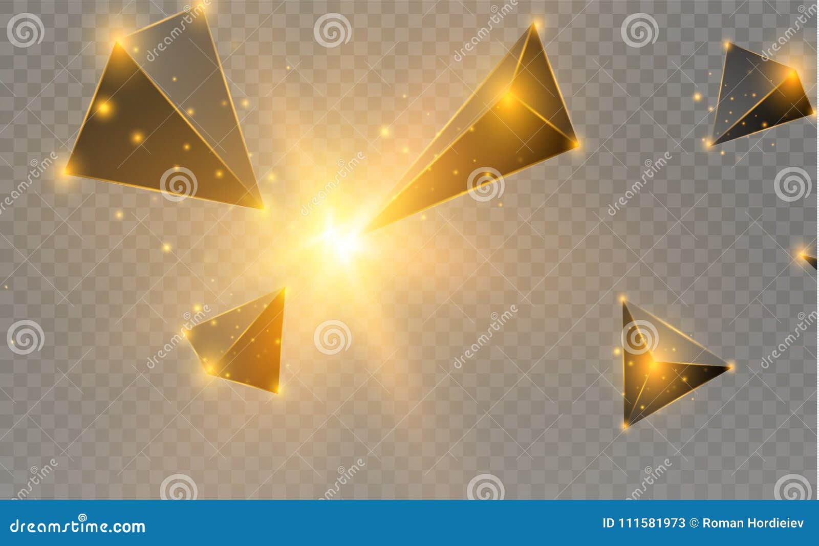 Realistic Triangles and Light Effects. 3D Effect.motion of Flying ...