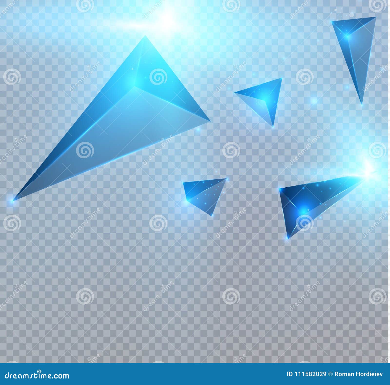 Realistic Triangles and Light Effects. 3D Effect.motion of Flying ...