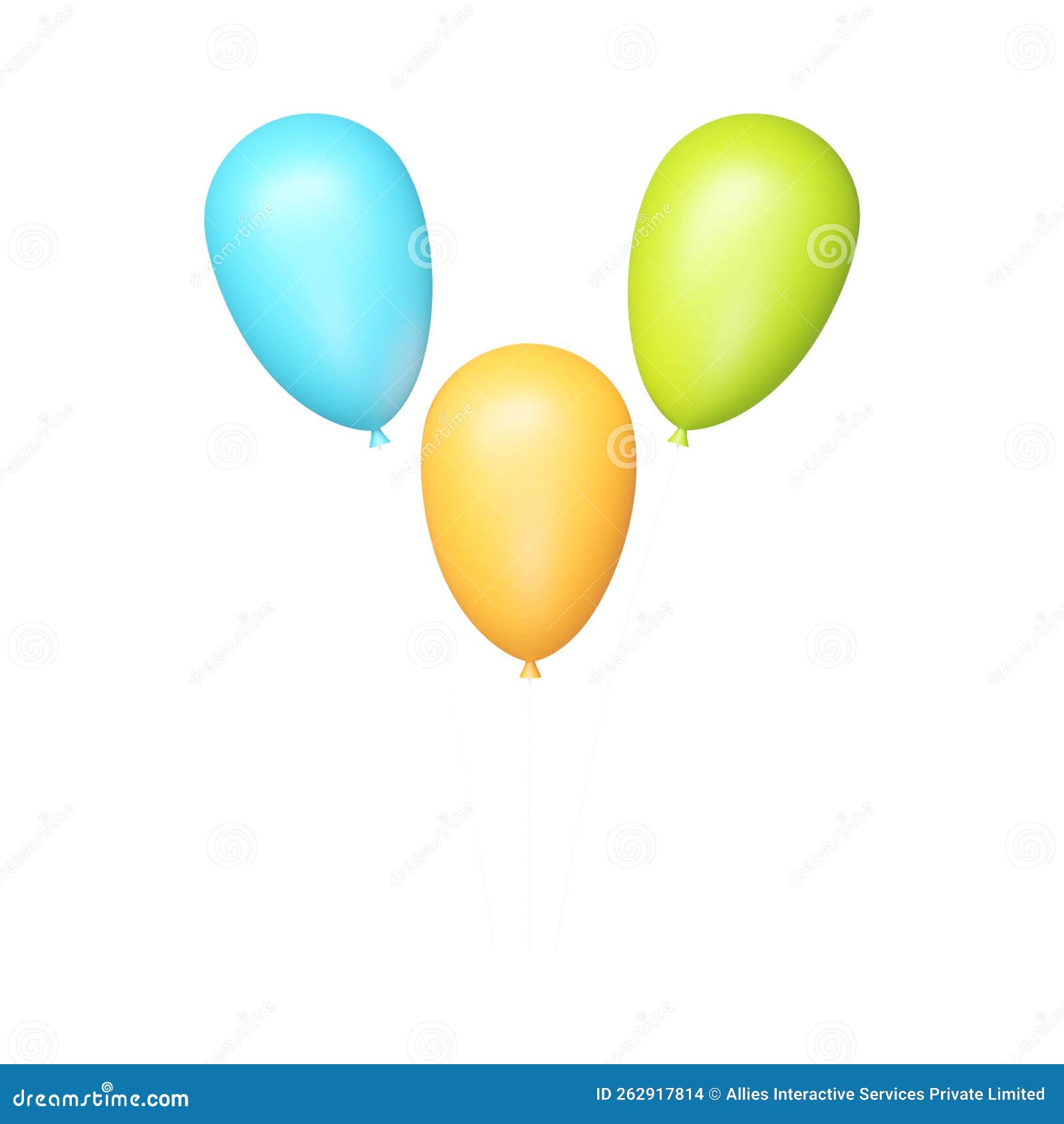 Realistic Tricolor Balloons Flying Over White Stock Illustration ...
