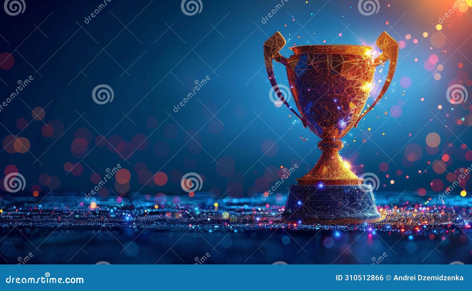 This is a Realistic Trophy with a Polygonal Wireframe Composition. it ...