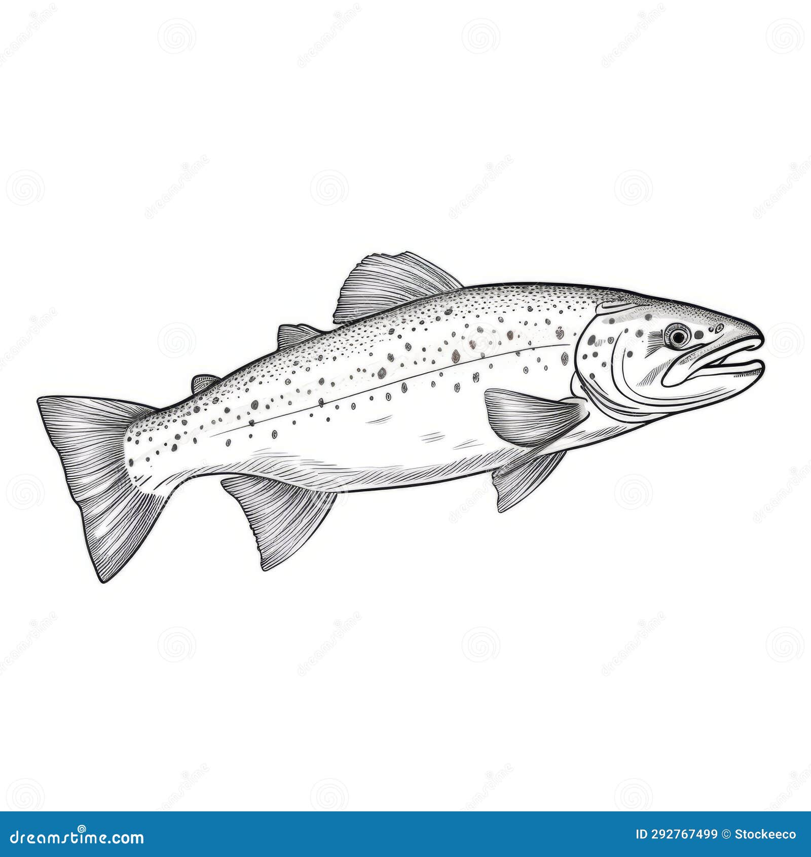 Hand Drawn Illustration of Rainbow Trout - Detailed Character ...