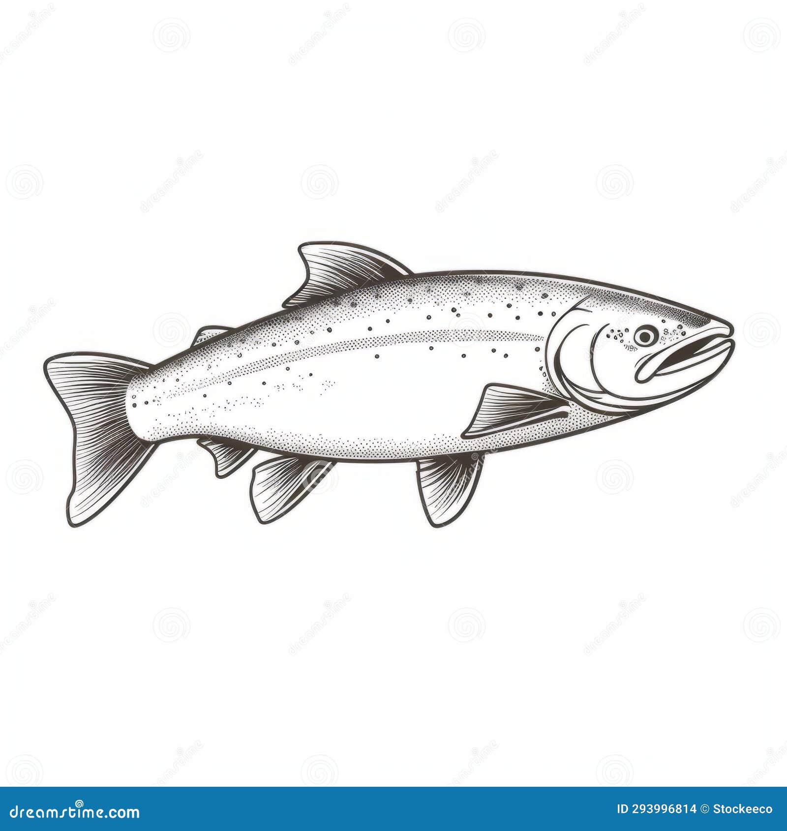 Salmon Fish Black Line Drawing Design Illustration Stock Illustration ...
