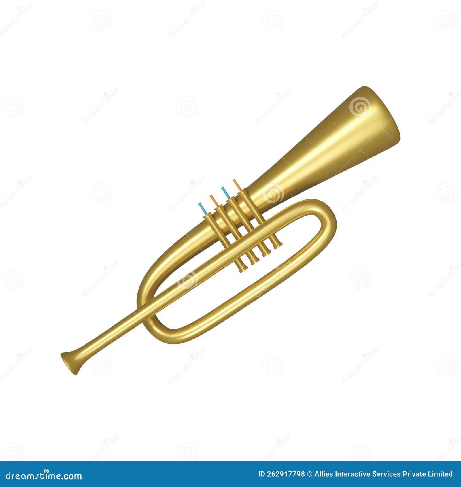 Realistic Trumpet Element in Golden Stock Illustration - Illustration ...