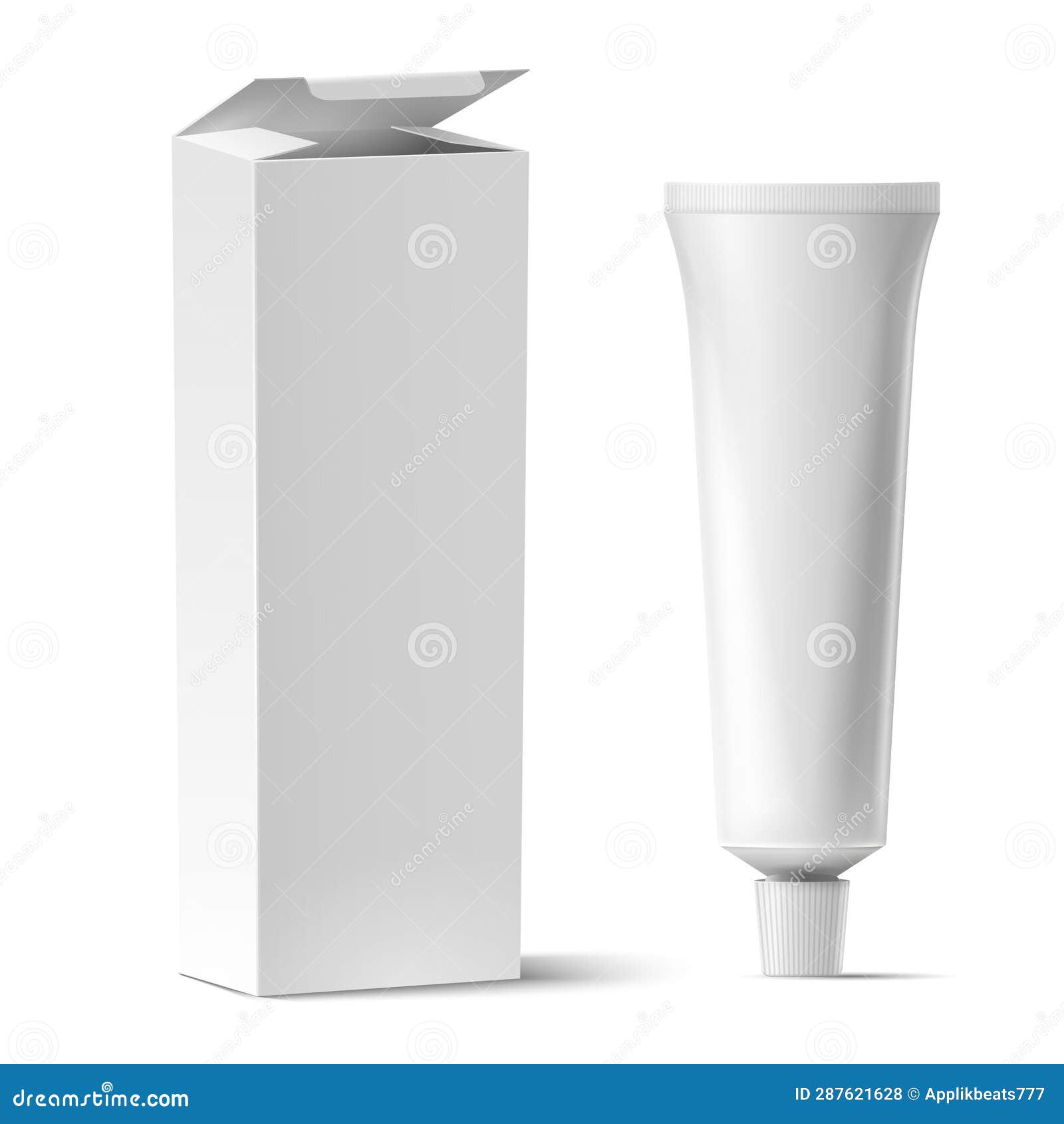Realistic Tube with Box Mockup. White Plastic Tuba for Toothpaste or ...