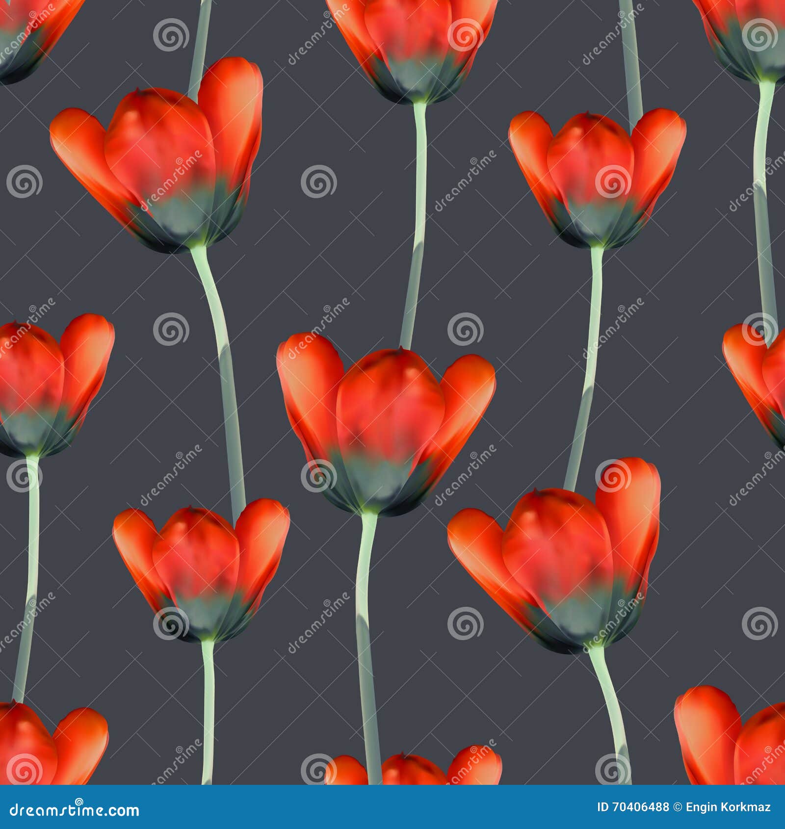 Realistic Tulips Seamless Pattern Stock Illustration - Illustration of ...