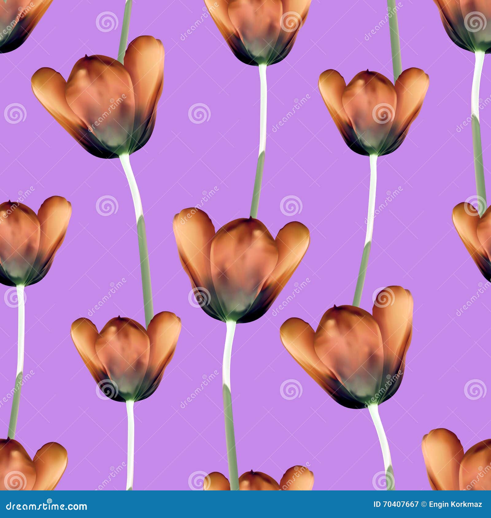 Realistic Tulips Seamless Pattern Stock Illustration - Illustration of ...