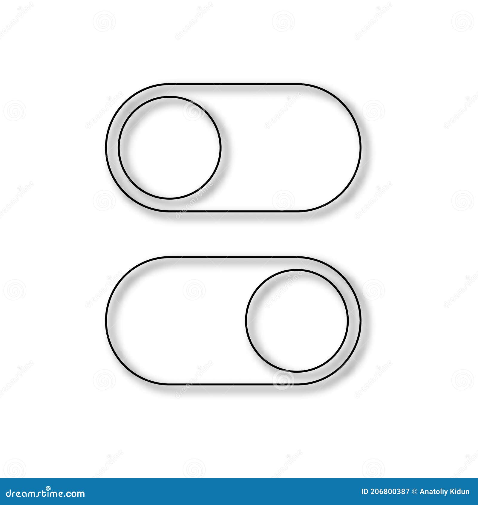 Realistic Turn on and Turn Off Swipe Buttons Isolated on White ...