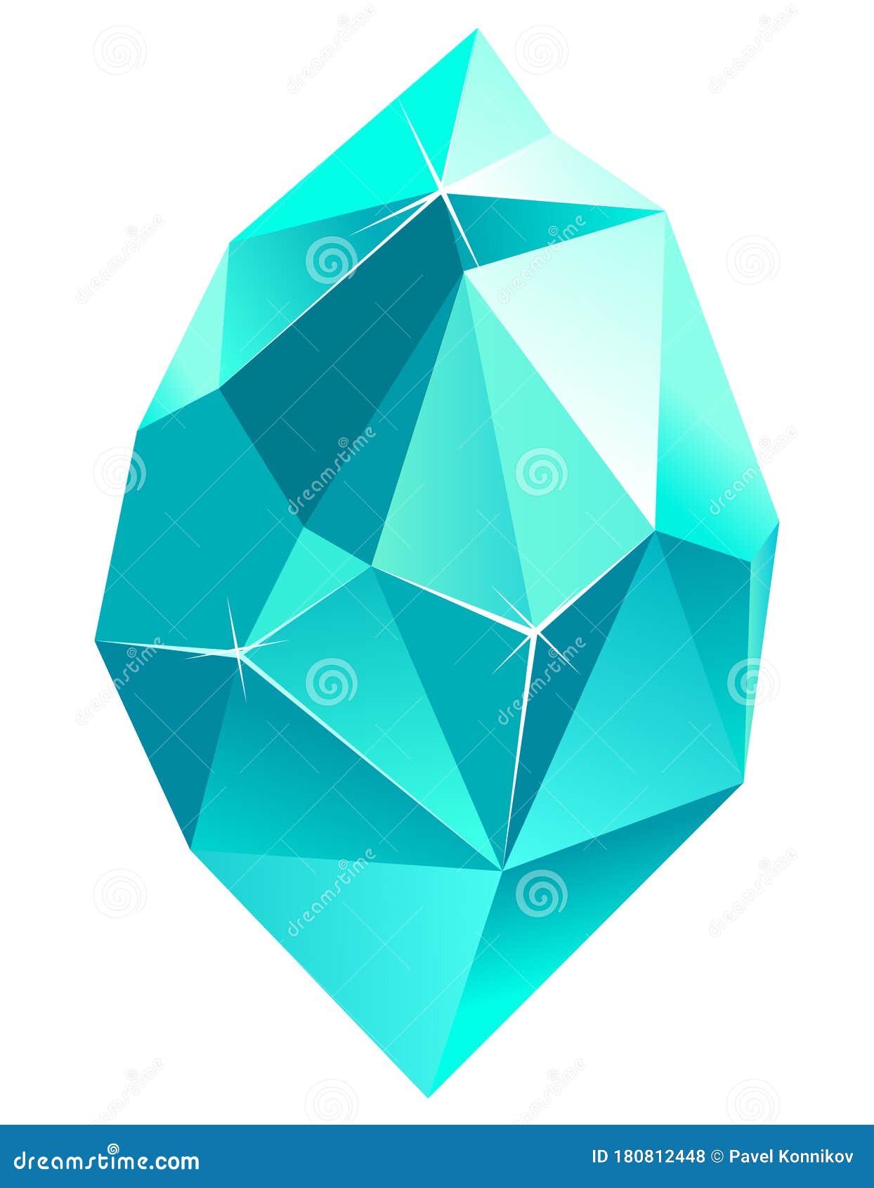 Realistic turquoise gem. stock vector. Illustration of stone - 180812448
