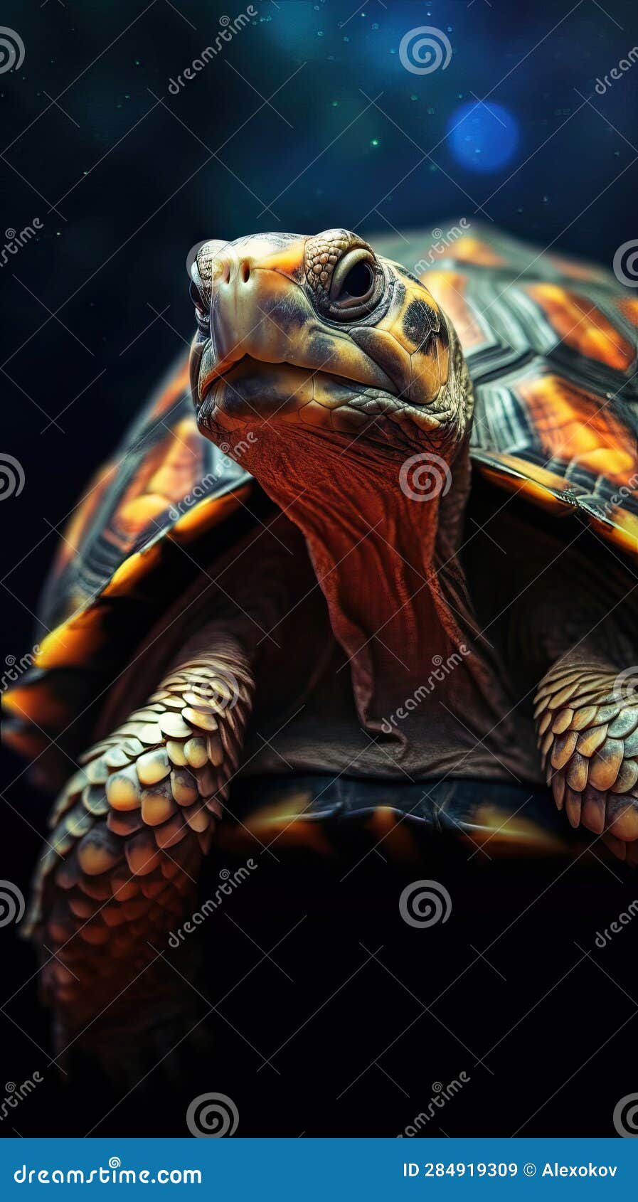 Realistic Turtle on Dark Background AI Generated Stock Illustration ...
