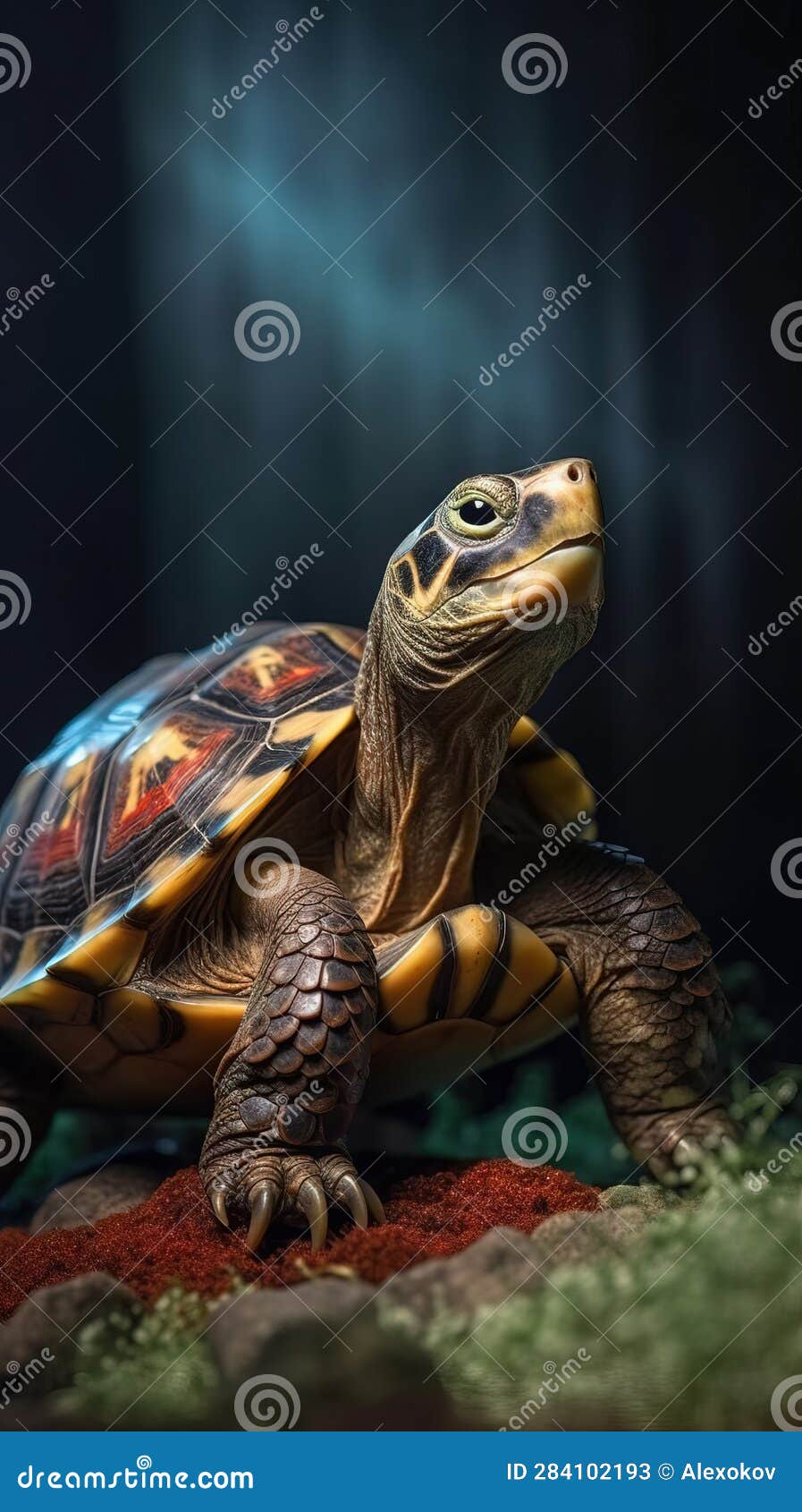 Realistic Turtle on Dark Background. Generative AI Stock Illustration ...