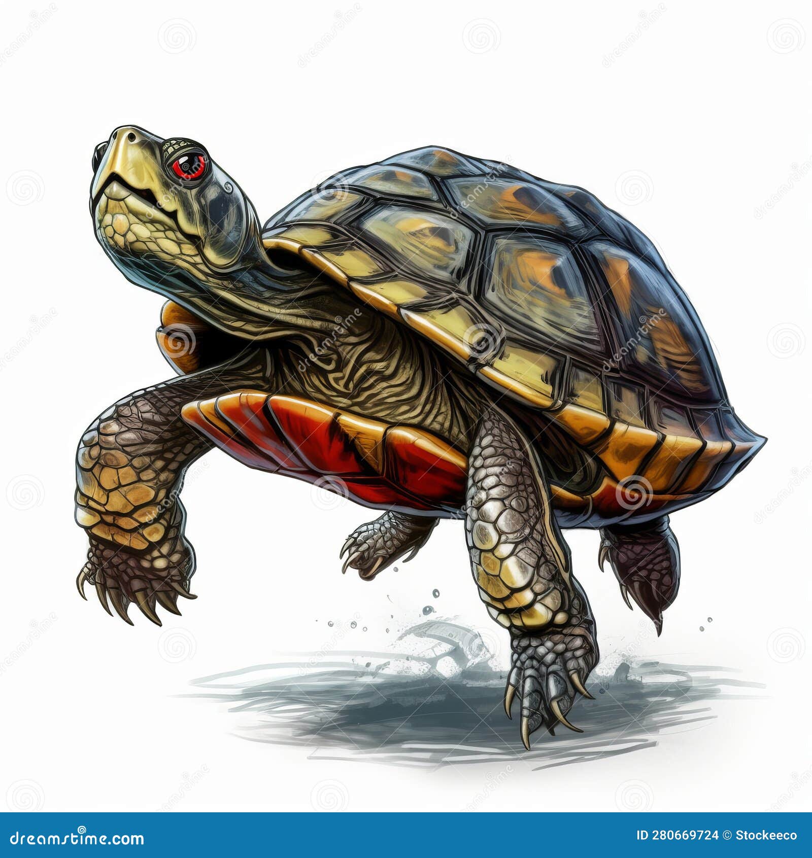 Realistic Turtle Illustration With Red Eyes Royalty-Free Cartoon ...
