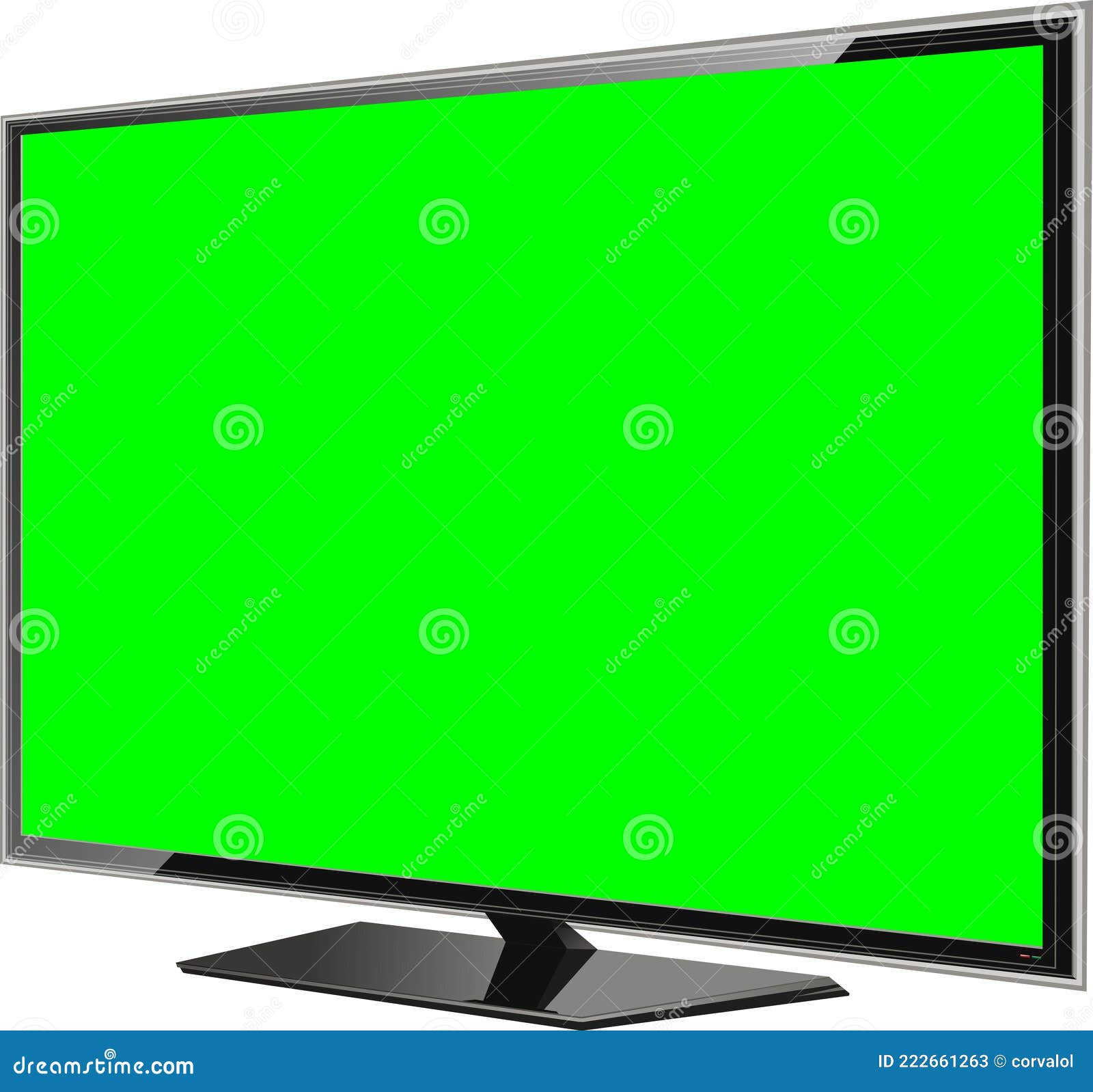 Realistic TV LCD Screen Mockup. Panel with Green Screen on Background ...
