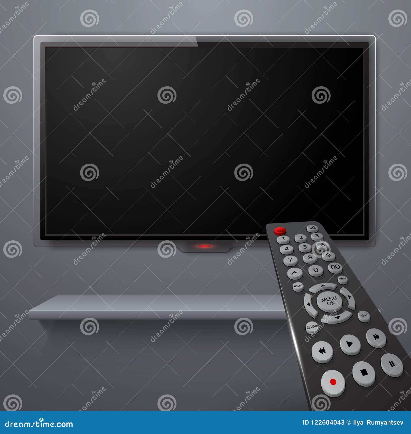 Realistic Tv Screen and 3d Remote Stock Vector - Illustration of ...