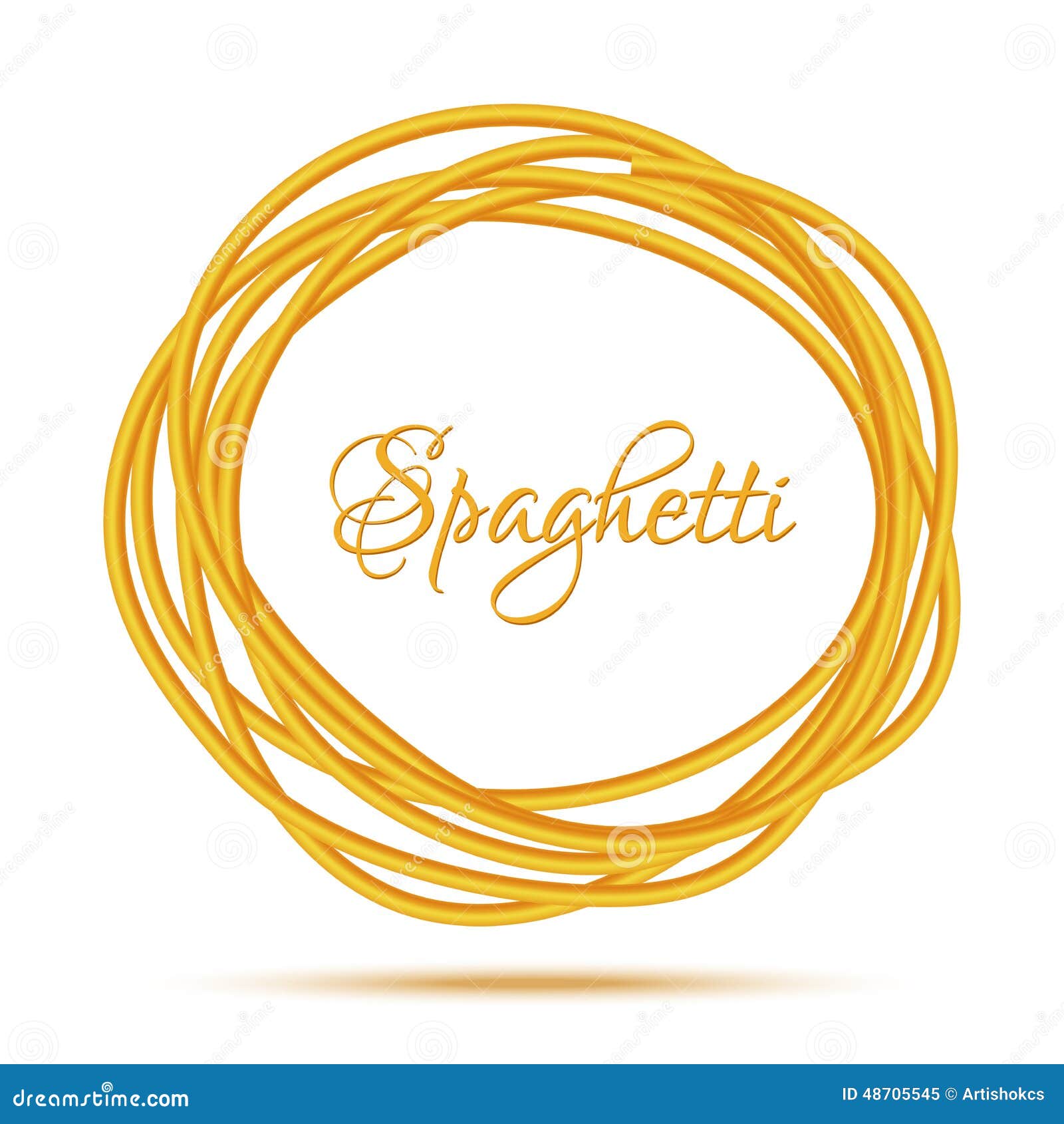 Realistic Twisted Spaghetti Pasta Circle Frame Vector Illustration ...
